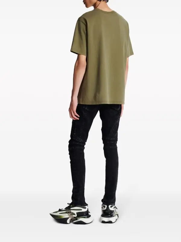 Balmain Logo-embroidered Cotton T-shirt - Green