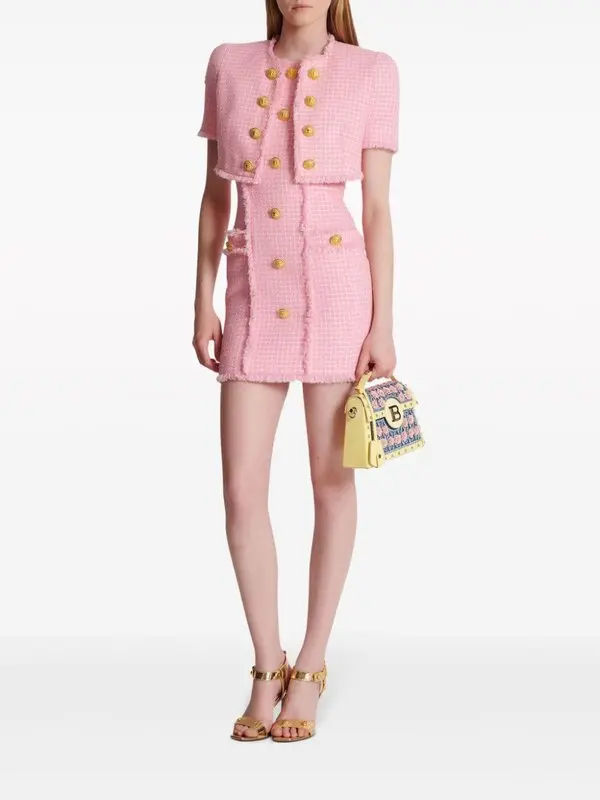 Balmain Button-embellished Tweed Minidress