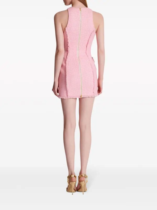 Balmain Button-embellished Tweed Minidress
