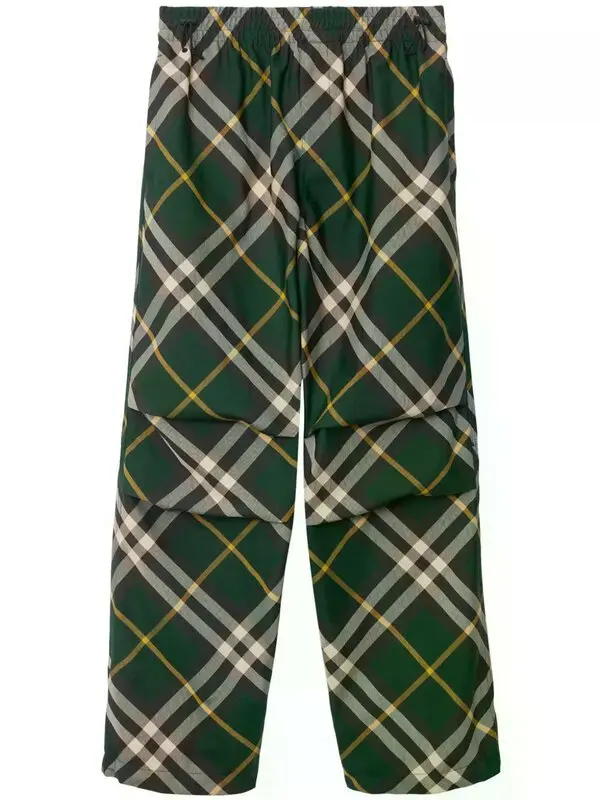 Burberry Wide-leg Checkered Trousers - Green