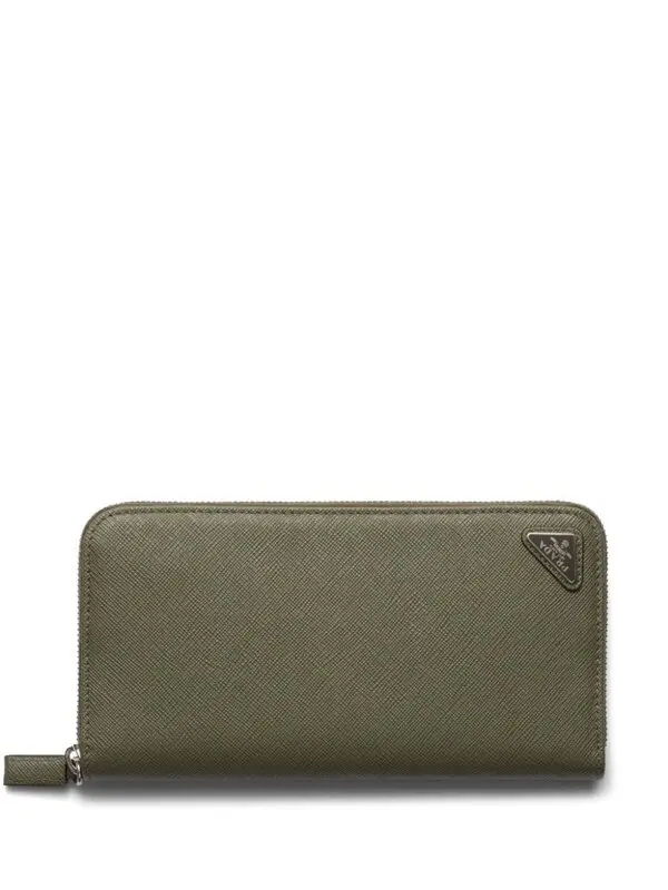 Prada Logo-plaque Saffiano Leather Wallet - Green