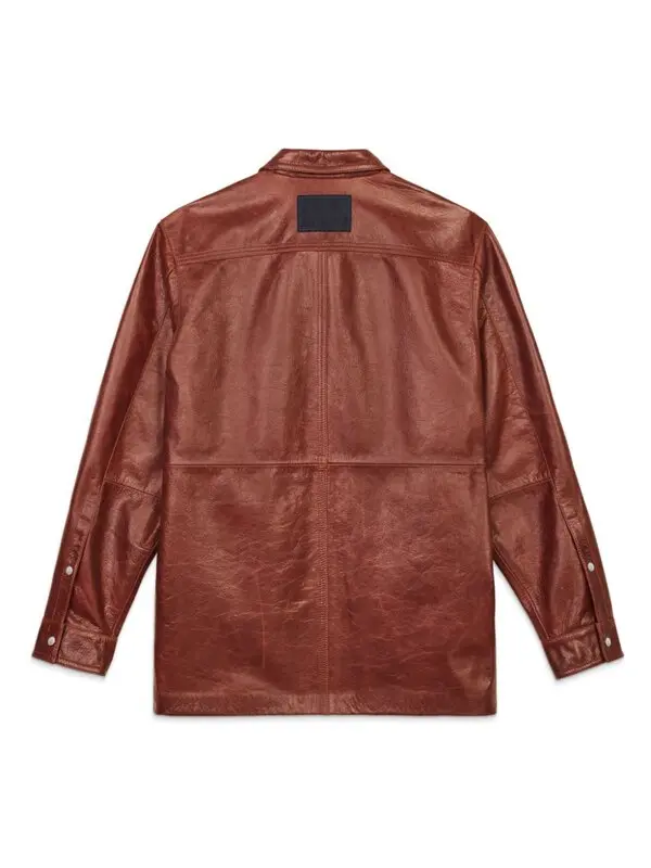 PURPLE BRAND Press-stud Leather Shirt Jacket