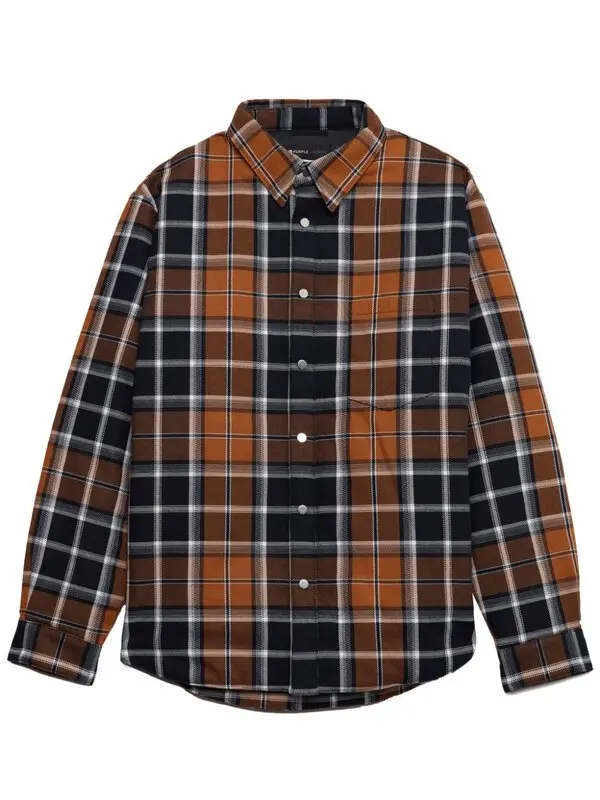 PURPLE BRAND Plaid Cotton Shirt - Brown