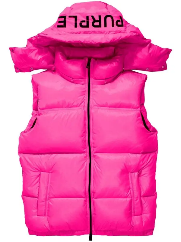 PURPLE BRAND Logo-print Puffer Vest