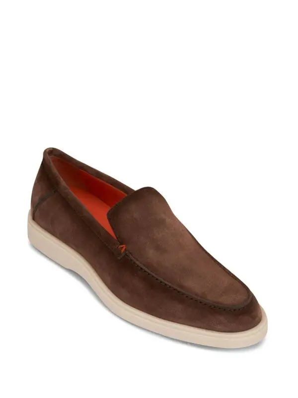 Santoni Almond-toe Suede Loafers - Brown