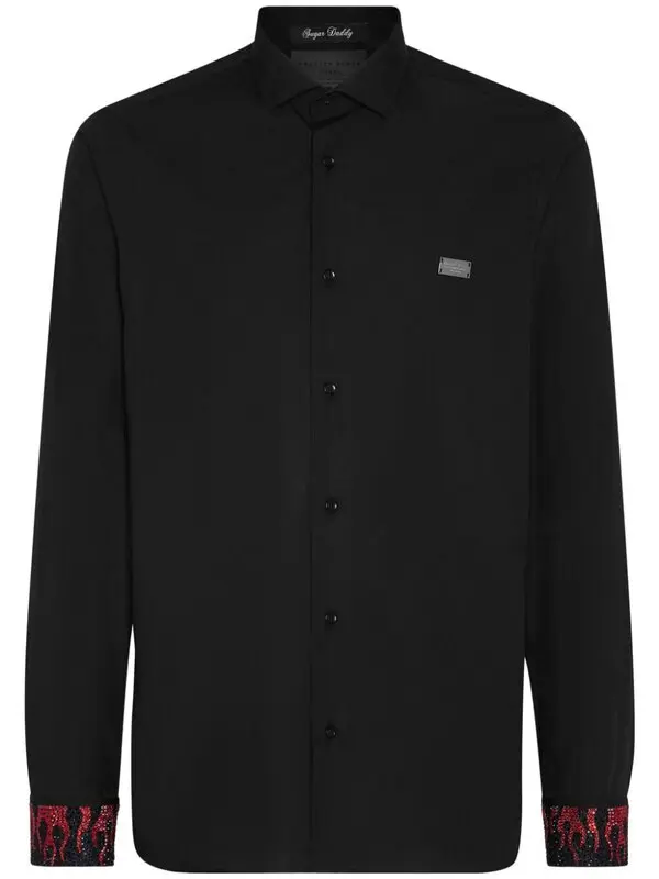 Philipp Plein Sugar Daddy Flame-trim Shirt - Black
