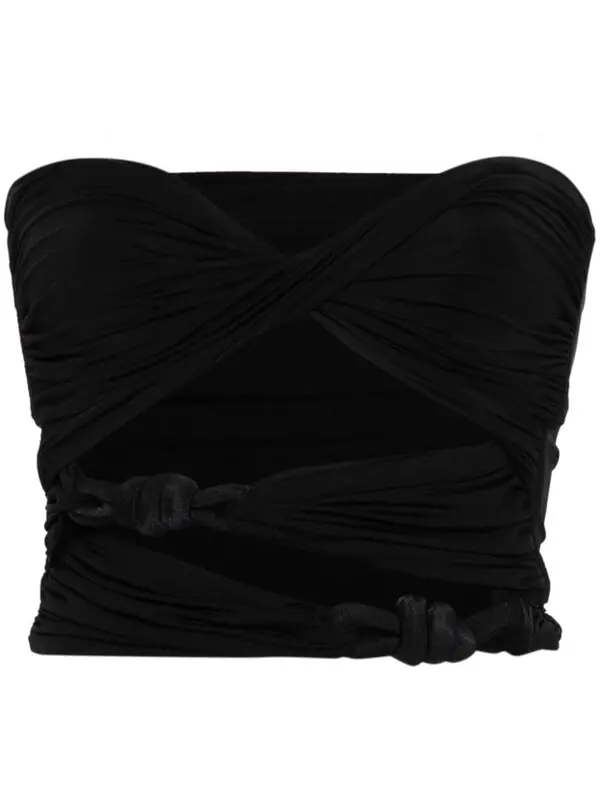 MAYGEL CORONEL Strapless Gathered Twist Detail Cropped Top