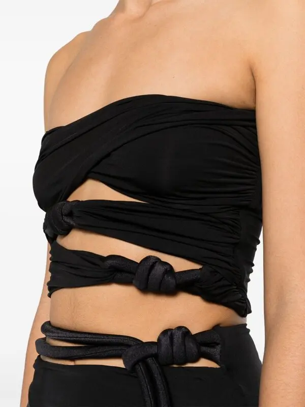 MAYGEL CORONEL Strapless Gathered Twist Detail Cropped Top