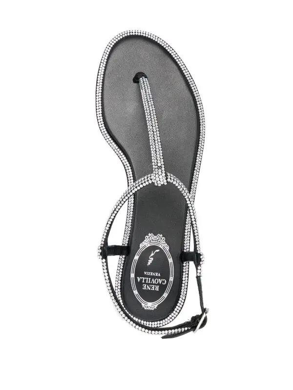Rene Caovilla Diana Rhinestone-embellished Flat Sandals
