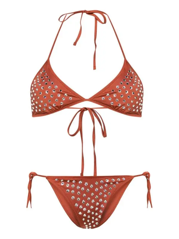 PARAMIDONNA Livia Crystal-embellished Bikini Set - Brown