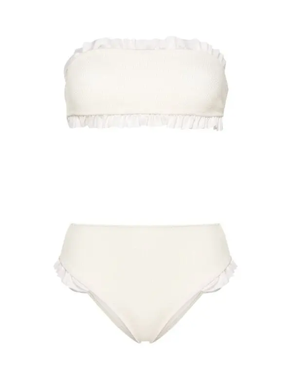 PARAMIDONNA Kylie Ruffled-trim Bandeau Bikini - Neutrals