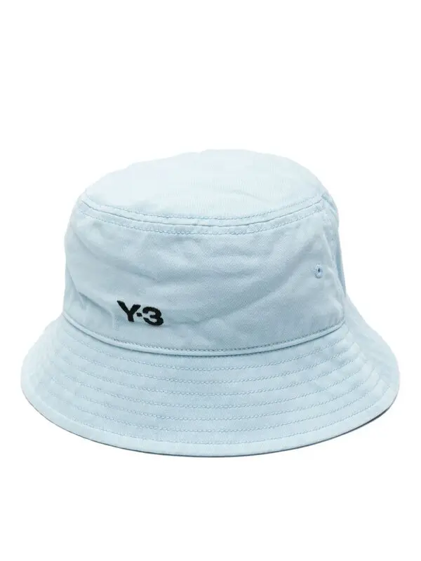 Y3 Embroidered-logo Bucket Hat - Blue