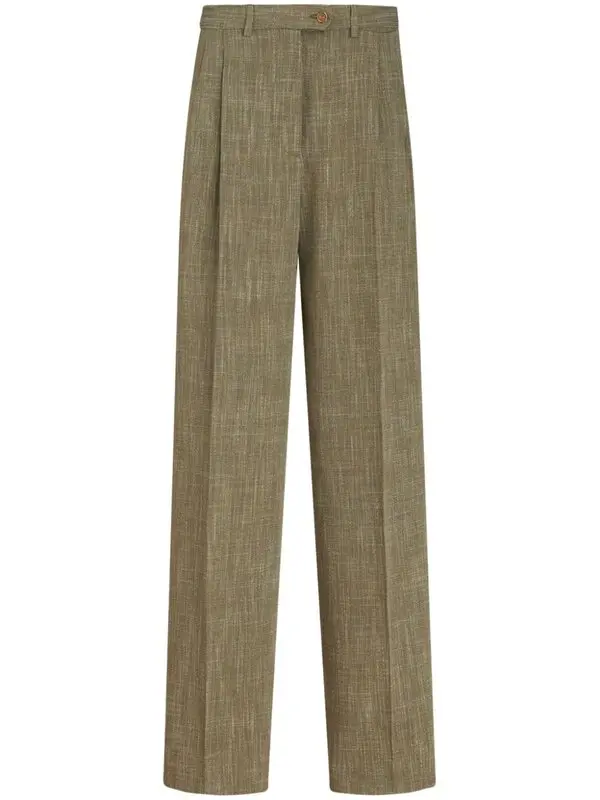 Etro Slub-effect Tailored Trousers - Green