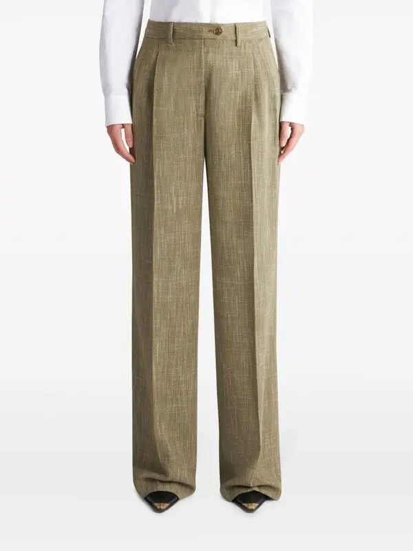 Etro Slub-effect Tailored Trousers - Green