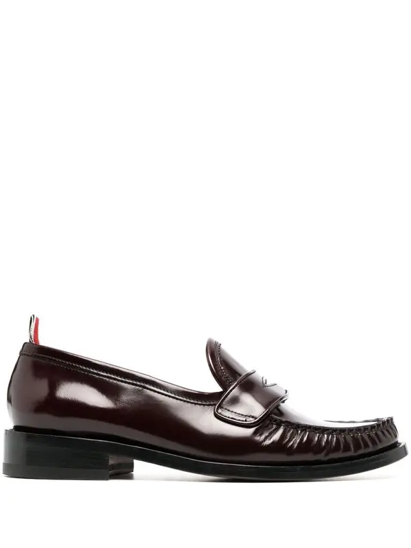 Thom Browne Rwb Tab Leather Penny Loafers - Red