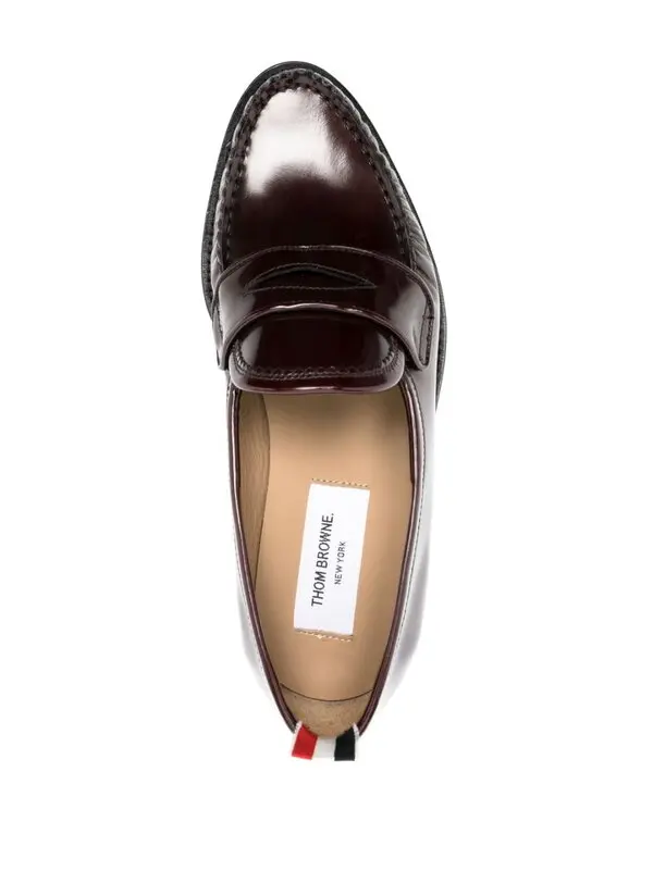 Thom Browne Rwb Tab Leather Penny Loafers - Red