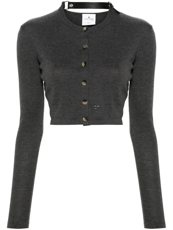 COURREGES Cropped Fine-knit Cardigan