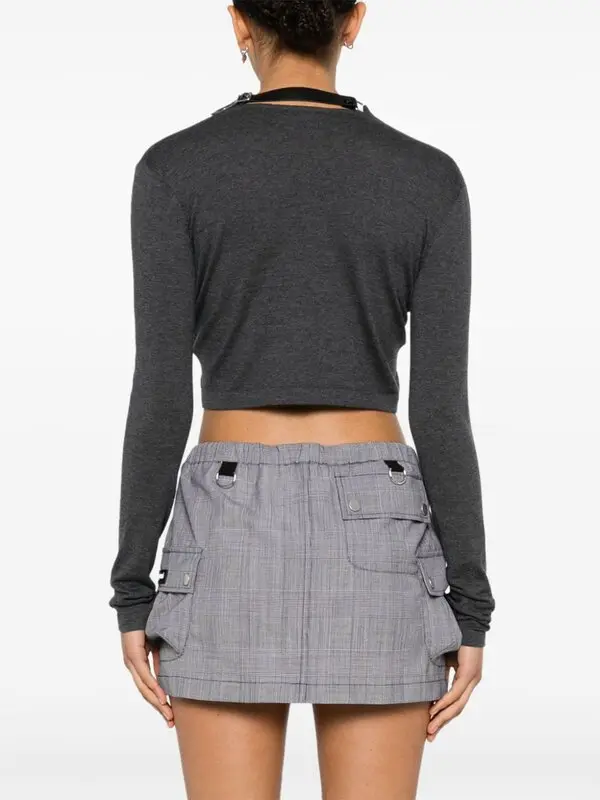 COURREGES Cropped Fine-knit Cardigan