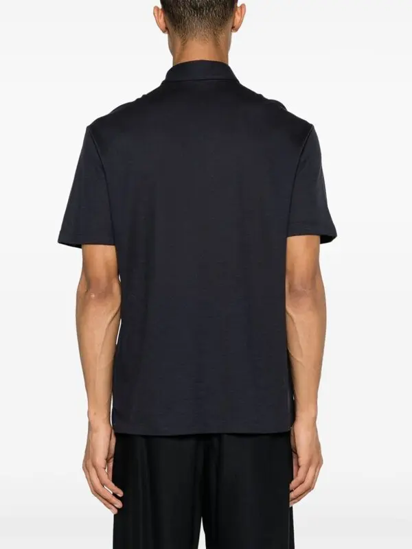 Brioni Logo-embroidered Wool Polo Shirt - Blue