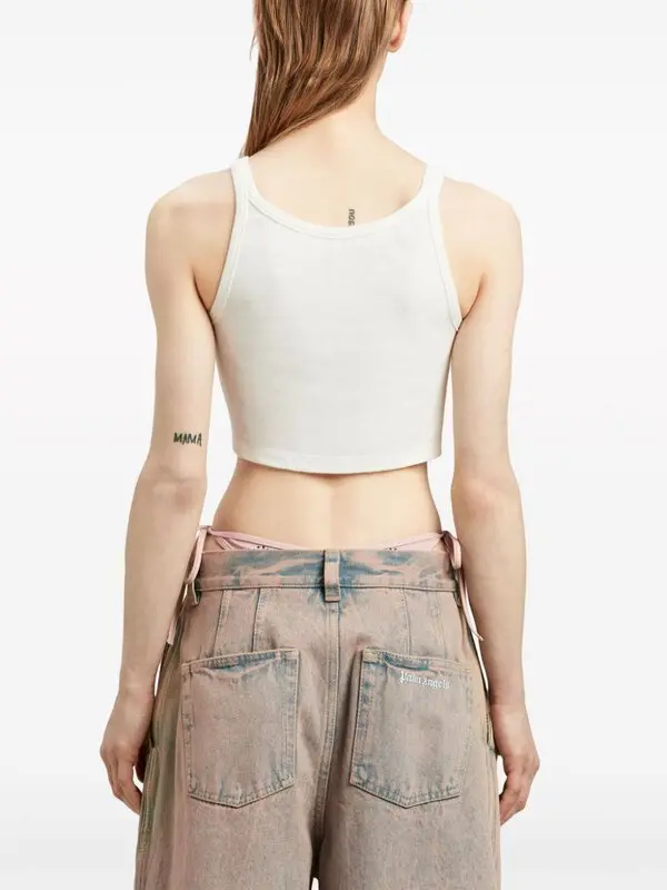 Palm Angels Logo-print Cotton Tank Top - White
