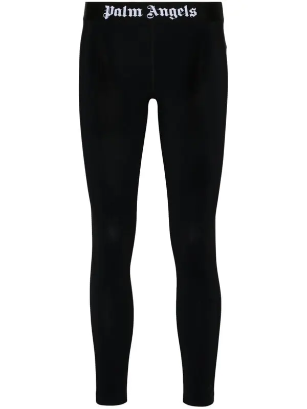 Palm Angels Logo-waistband Cropped Leggings - Black