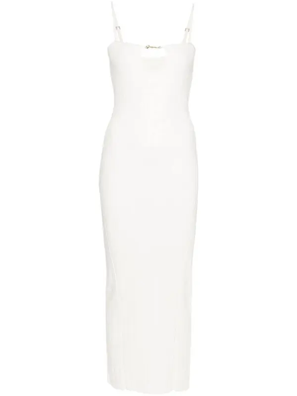 Jacquemus Sierra Ribbed Knit Midi Dress - White