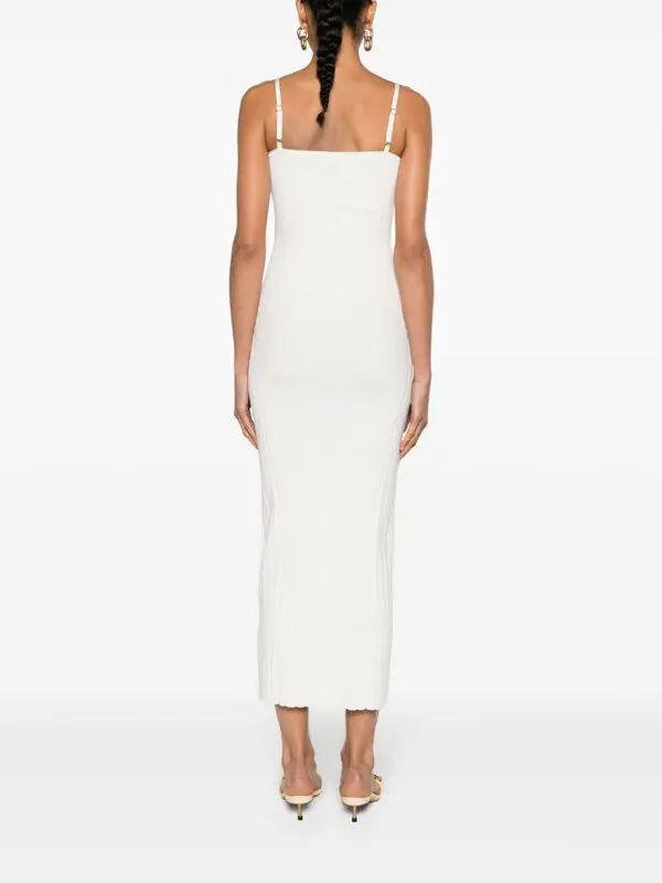 Jacquemus Sierra Ribbed Knit Midi Dress - White