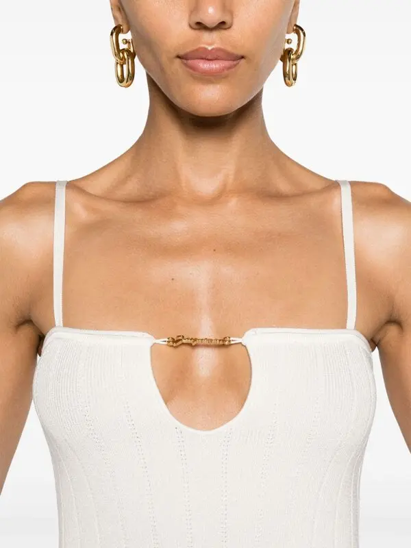 Jacquemus Sierra Ribbed Knit Midi Dress - White