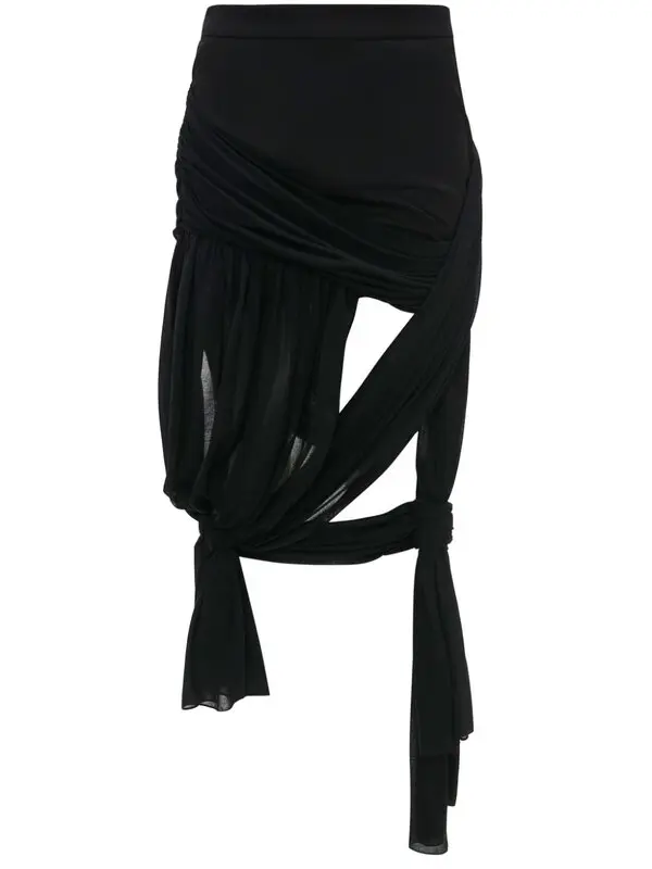 JW Anderson Draped Wrap Midi Skirt - Black