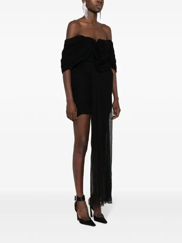 Magda Butrym Off-shoulder Plissé Mini Dress