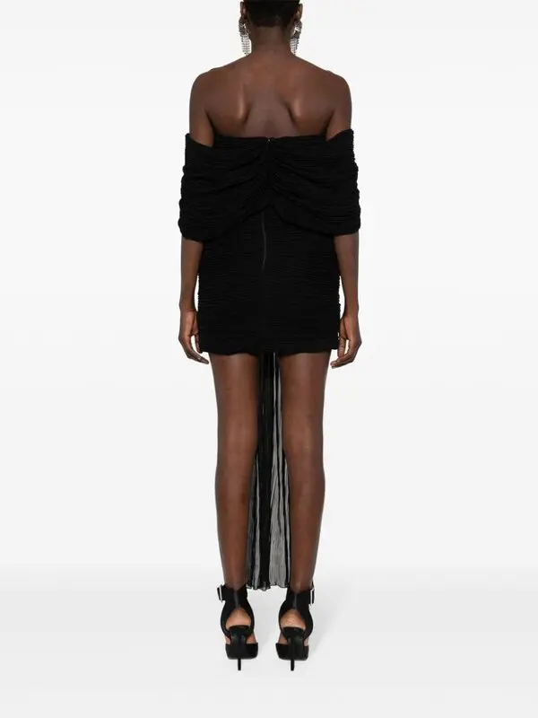 Magda Butrym Off-shoulder Plissé Mini Dress