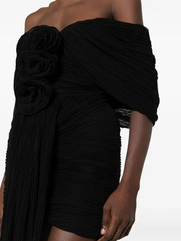 Magda Butrym Off-shoulder Plissé Mini Dress