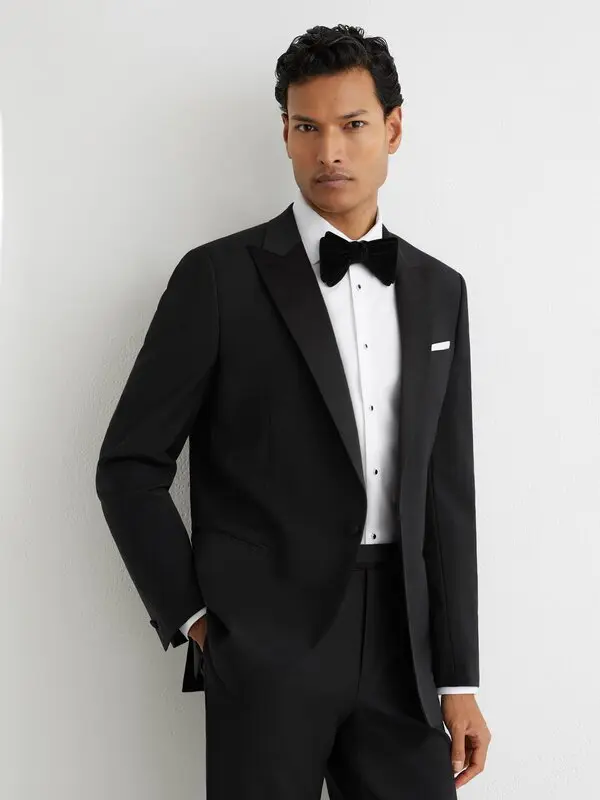 REISS Poker Peak Lapel Single-breasted Tuxedo Jacket Tailored-fit - Black