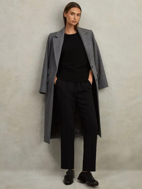 REISS Tapered Pull-on Trousers - Black