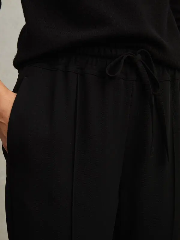 REISS Tapered Pull-on Trousers - Black