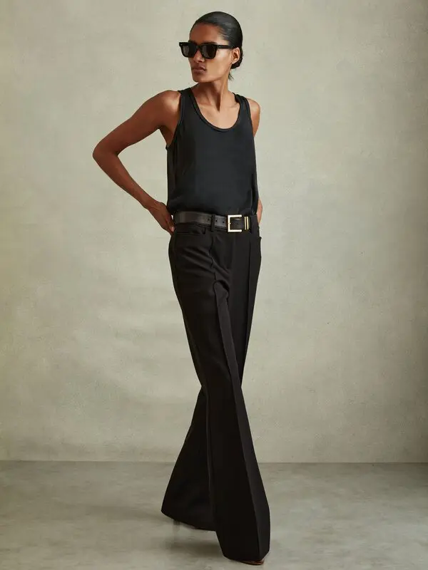 REISS Riley Silk-blend Sleeveless Vest - Black