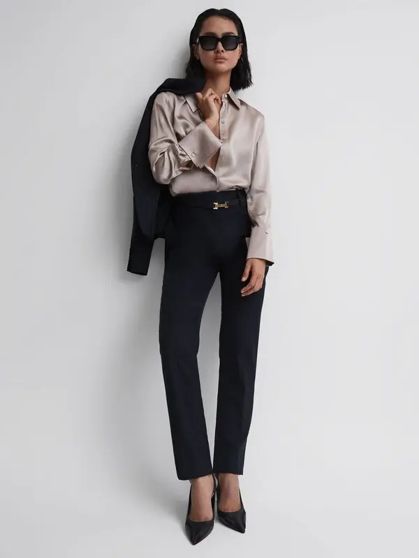 REISS Haisley Wool Blend Suit Trousers - Navy
