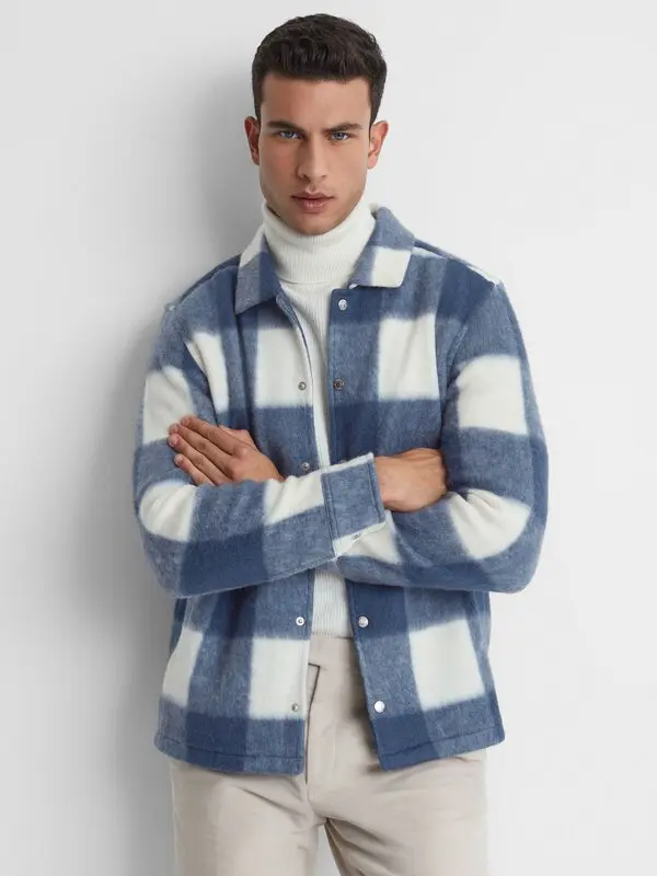 REISS Scott Brushed Check Overshirt