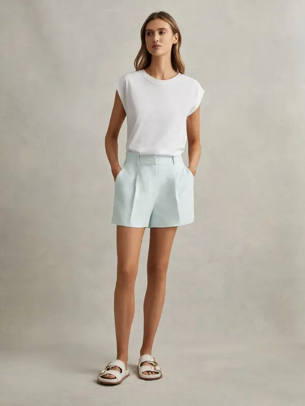 REISS Lori Viscose-linen Blend Suit Shorts