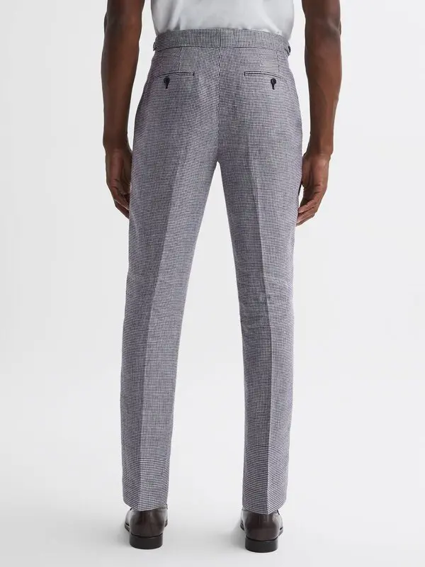 REISS Squad Linen Dogtooth Trousers