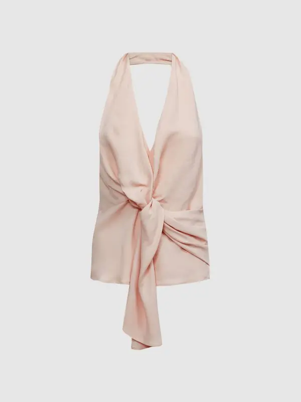 REISS Freda Tie Halter-neck Blouse