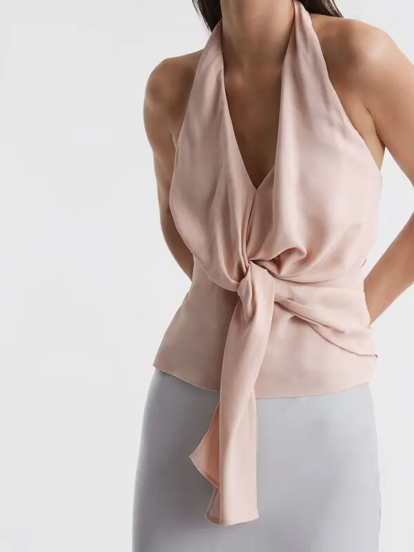 REISS Freda Tie Halter-neck Blouse