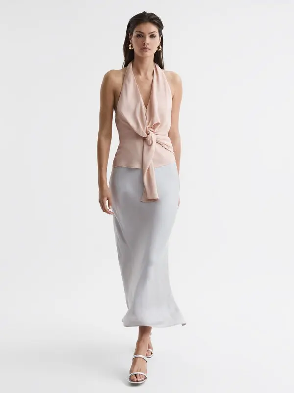 REISS Freda Tie Halter-neck Blouse