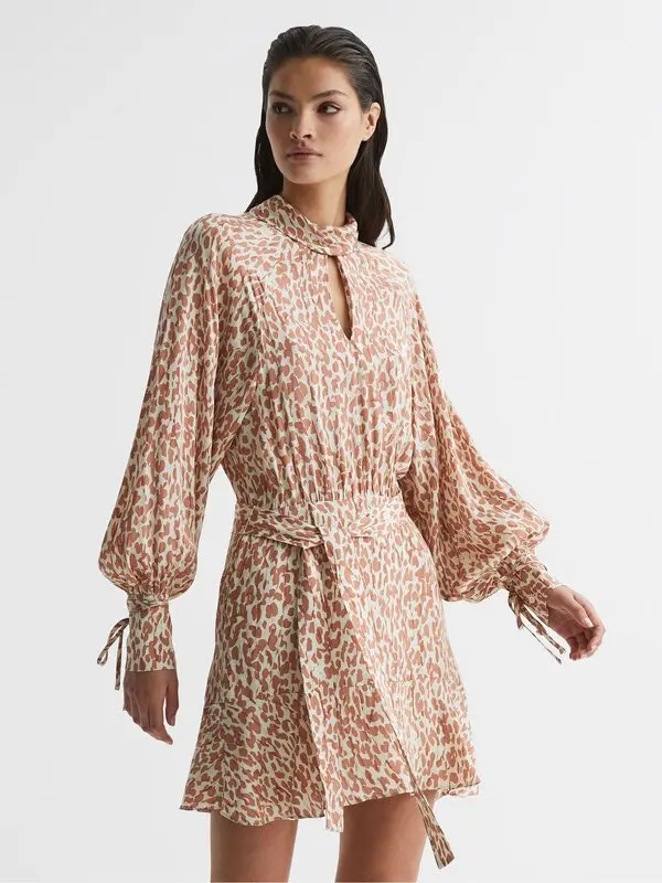 REISS Teya Animal Print Mini Dress