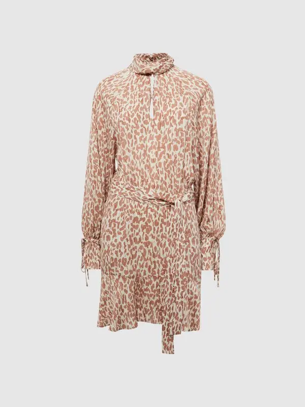 REISS Teya Animal Print Mini Dress