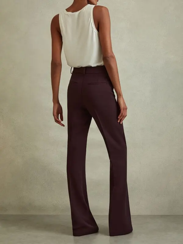 REISS Gabi Flared Suit Trousers - Berry