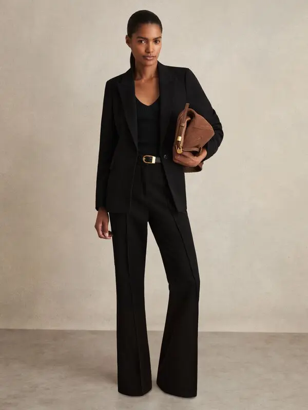 REISS Gabi Flared Suit Trousers - Black