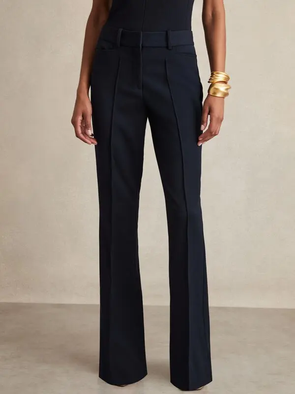REISS Gabi Flared Suit Trousers - Navy