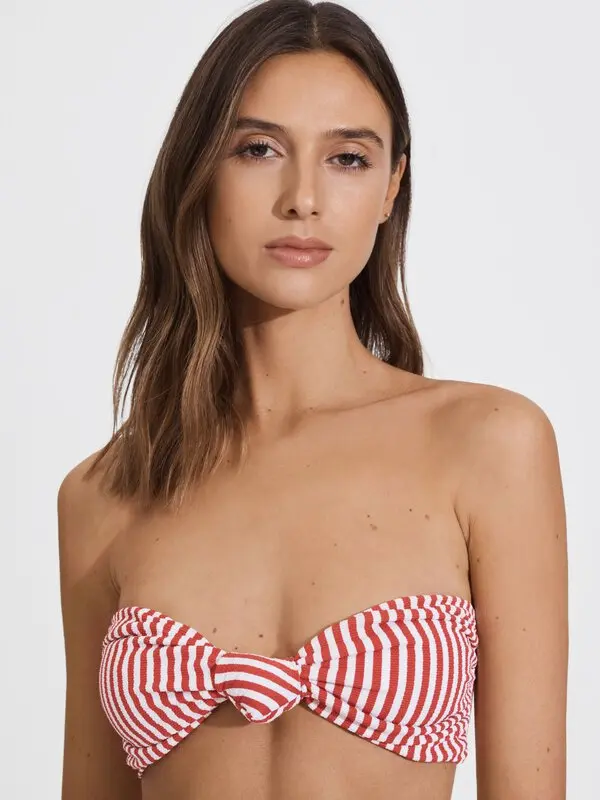 FELLA Hunter Bandeau Bikini Top - Red Stripe