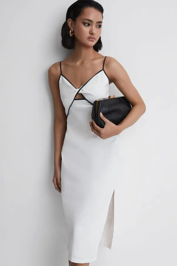 fitted linen midi dress Milly main image 1